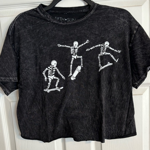Fifth Sun | Tops | Skeleton Skateboard Crop Top | Poshmark